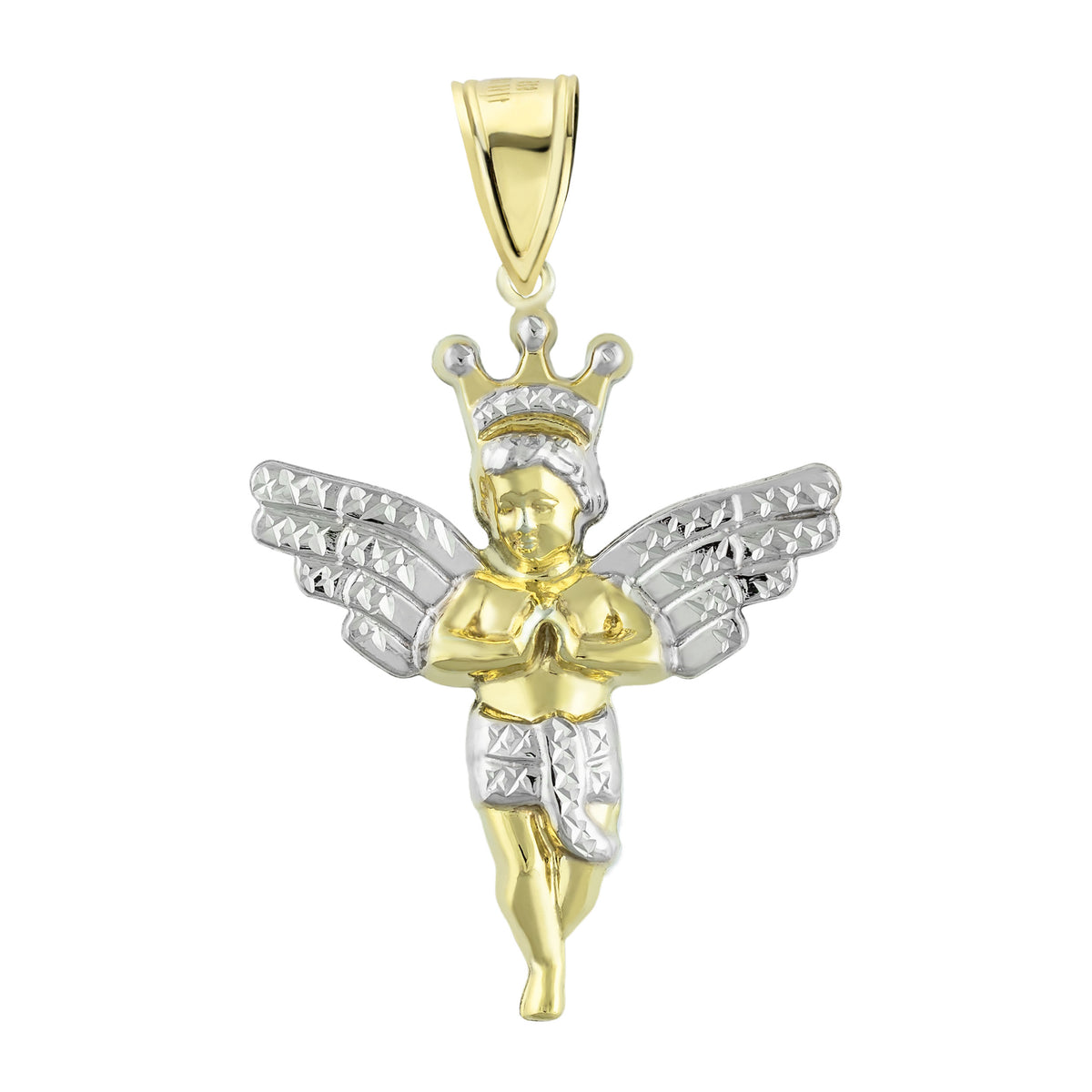 2 1/4" Two Tone Baby Angel Pendant Charm Bonded 1/10th 10k Yellow White ...